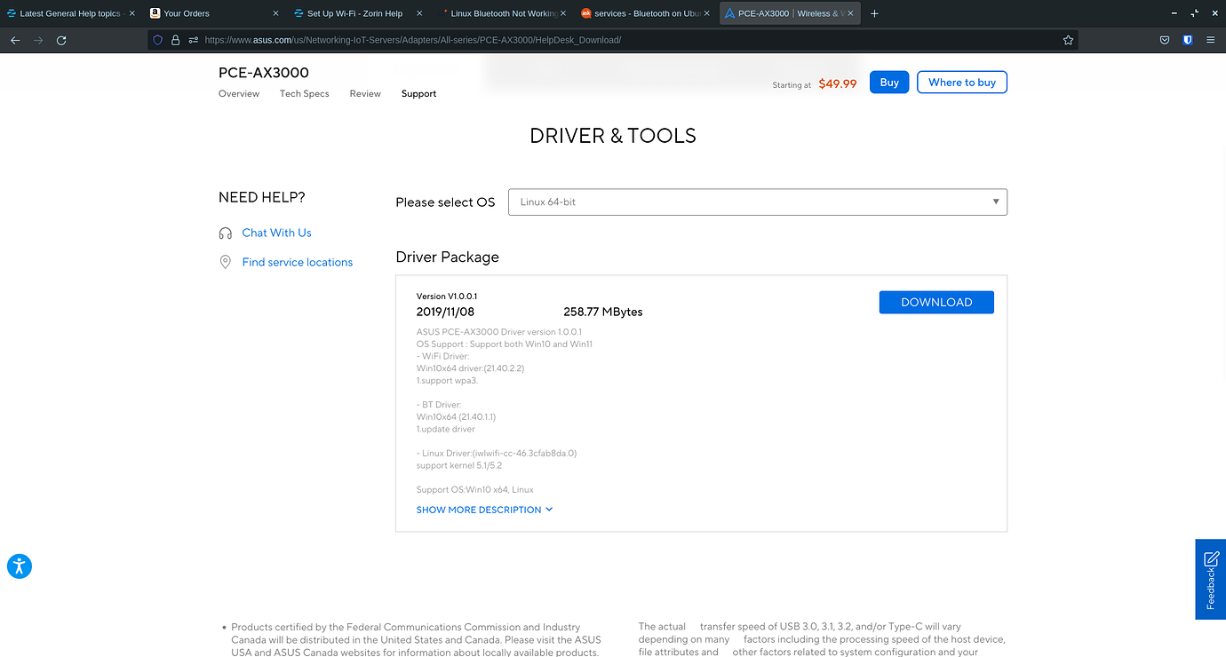 Bluetooth not working on Asus PCE AX3000 card - General Help - Zorin Forum