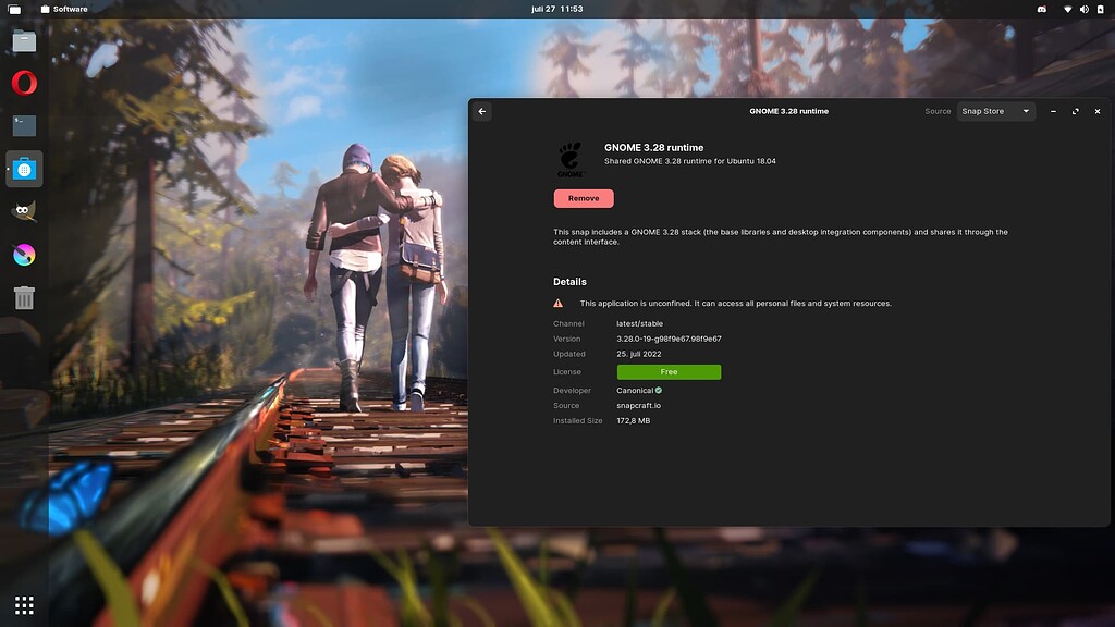 This application is unconfined. It can access all personal files and system resources? GNOME 3. ...