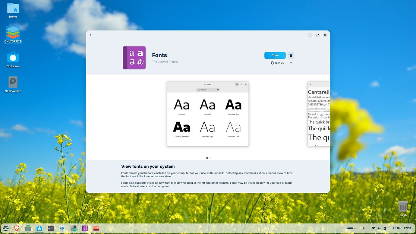 Bug Report: Font Viewer "Install" button gets stuck on "Installing ...