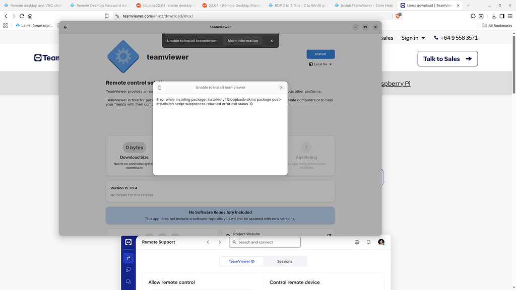 Zorin Help Teamviewer installation instructions - shows error on 17 Pro - General Help - Zorin Forum