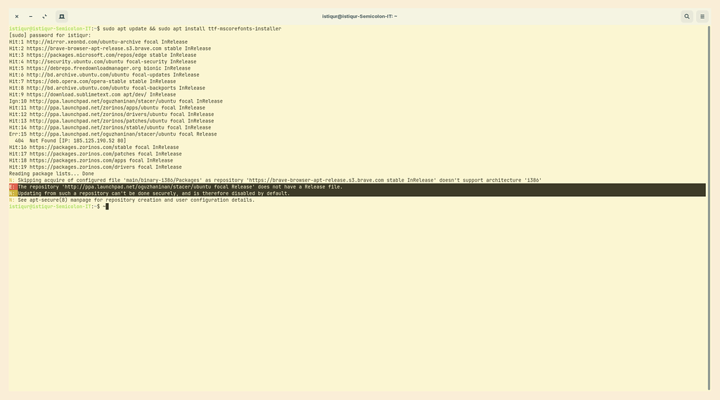 PPA does not have a release file - General Help - Zorin Forum