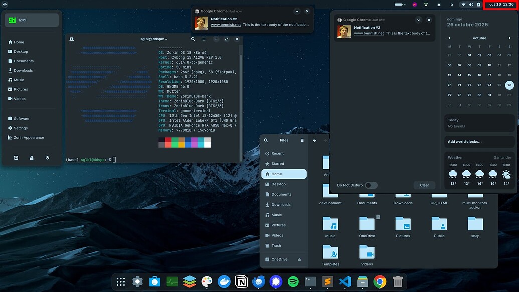 Show notifications on the right side of the panel on Mac Layout ...
