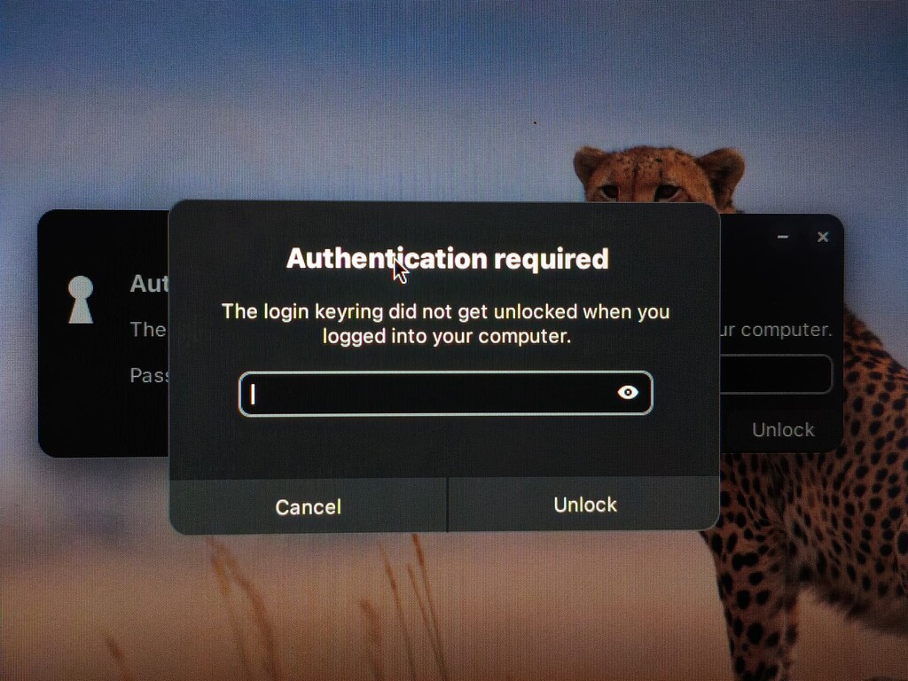 2 dialogs to unlock login keyring when lgging in with biometrics ...