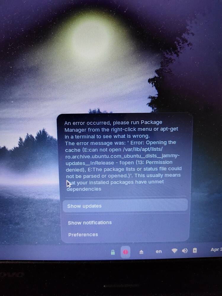 Error: opening the cache - General Help - Zorin Forum