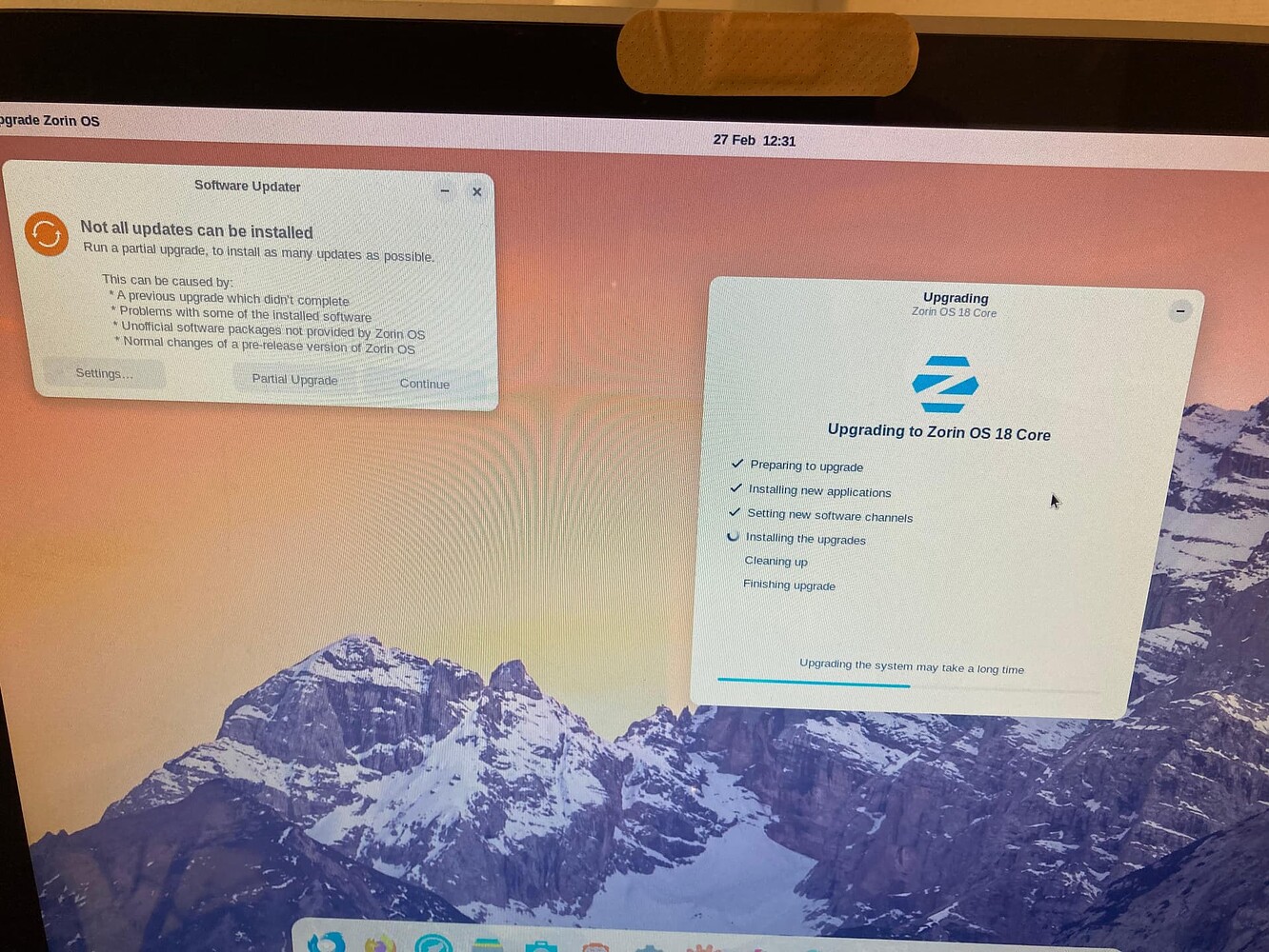 Upgrade Core 17 to 18 error messages unsure what to do - Installing ...