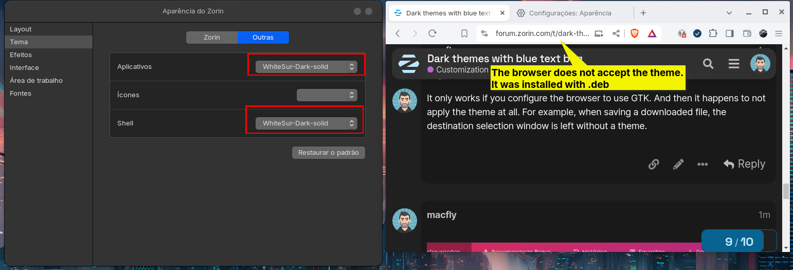 Dark themes with blue text bug - Customization - Zorin Forum